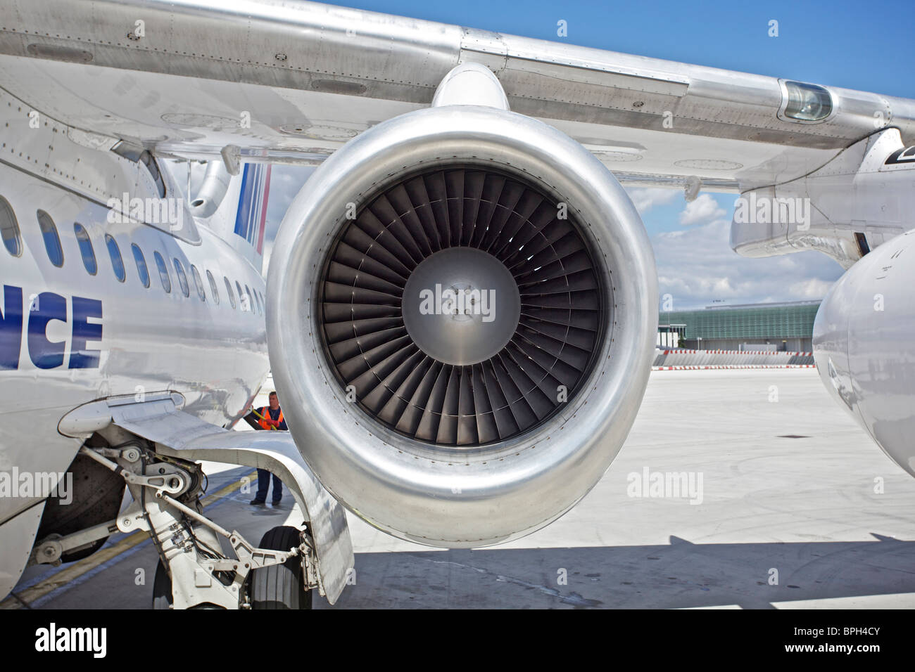 Jet engine on Air France cityjet Stock Photo - Alamy