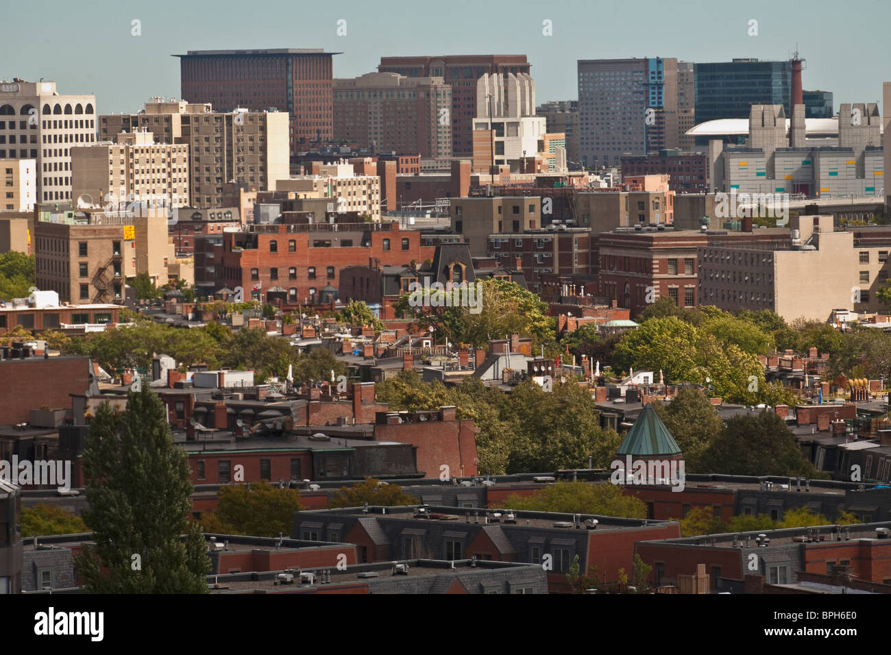 Cityscape with Seaport District in background, South End, Boston ...