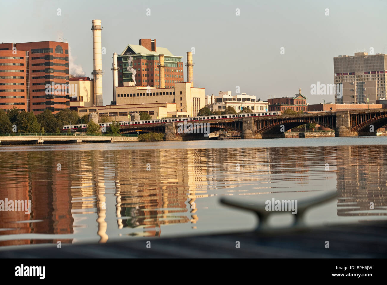 An mbta red line train crossing the longfellow bridge hi-res stock ...