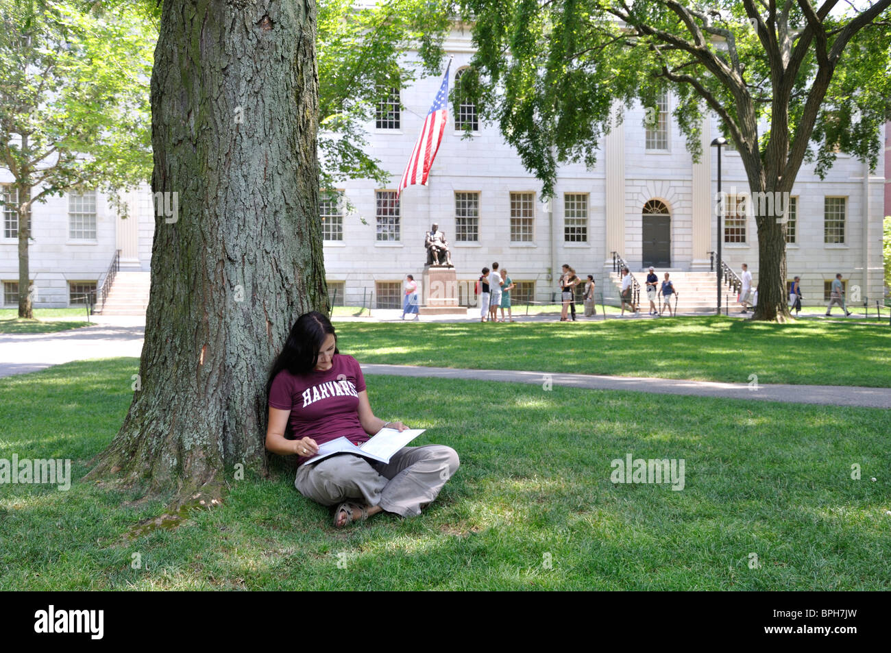Female Harvard student, Harvard University campus, Boston, MA, USA ...