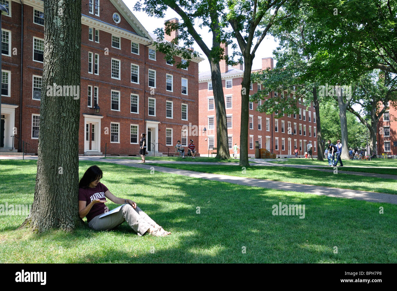 Female Harvard student, Harvard University campus, Boston, MA, USA ...