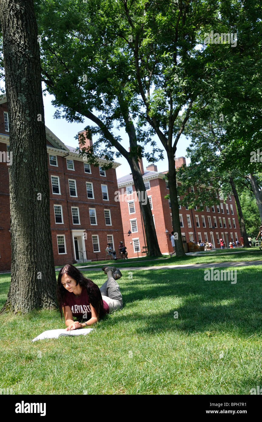 Female Harvard student, Harvard University campus, Boston, MA, USA ...