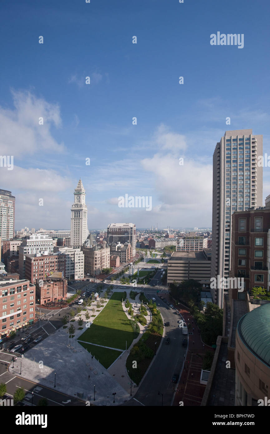 High angle view of buildings in a city, Rose Kennedy Greenway, U.S ...