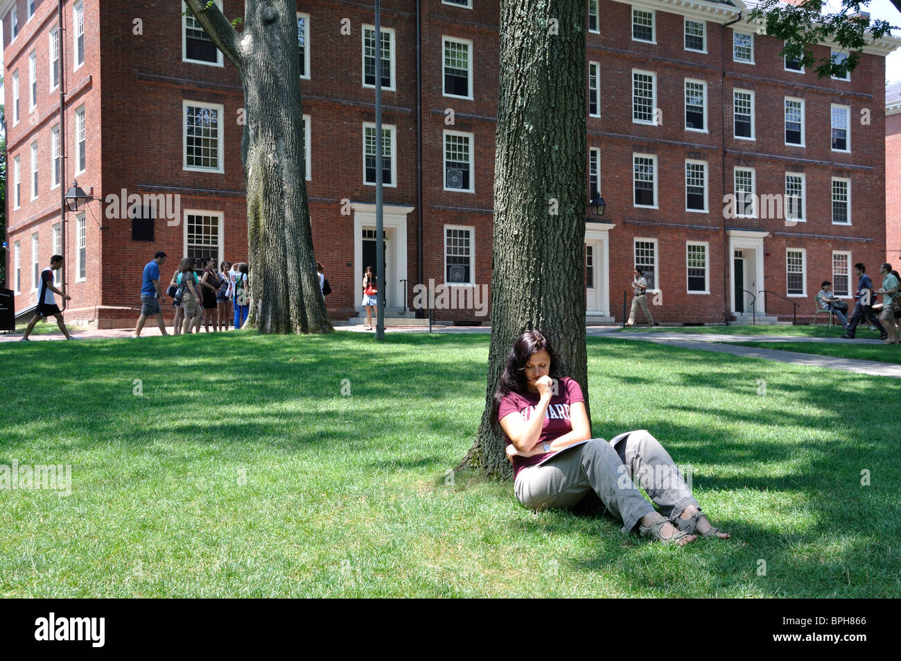 Female Harvard student, Harvard University campus, Boston, MA, USA ...