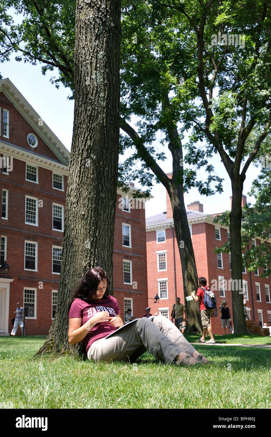 Female Harvard student, Harvard University campus, Boston, MA, USA ...