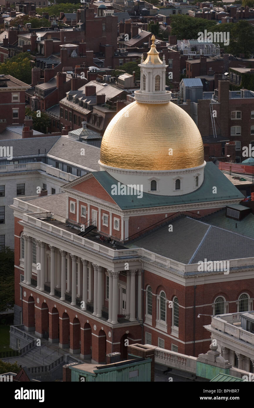 High angle view of a government building, Massachusetts State Capitol ...