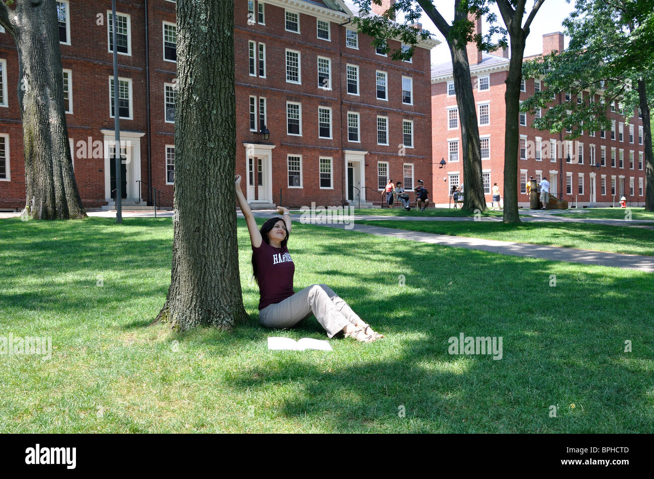 Female Harvard student, Harvard University campus, Boston, MA, USA ...