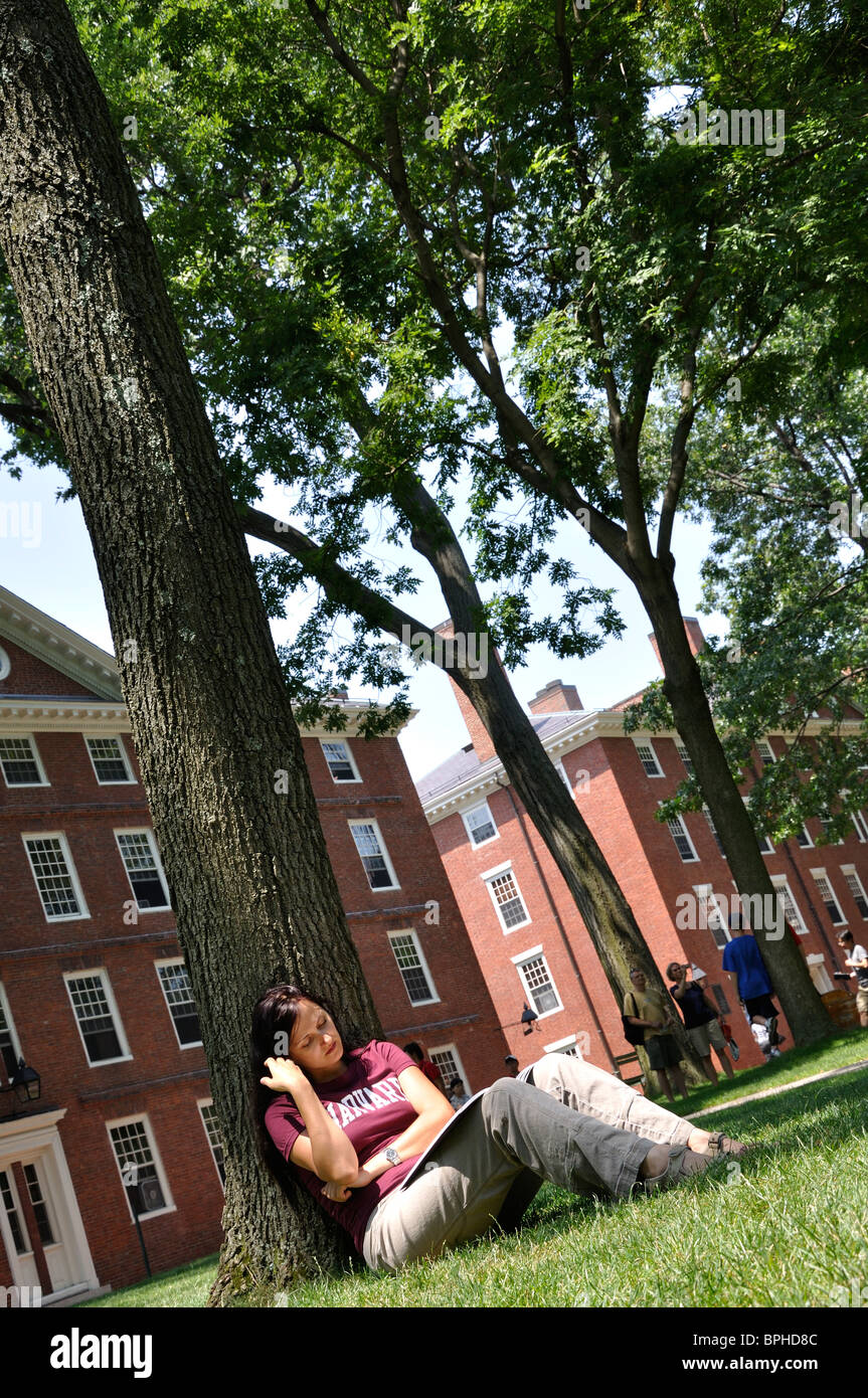 Female Harvard student, Harvard University campus, Boston, MA, USA ...