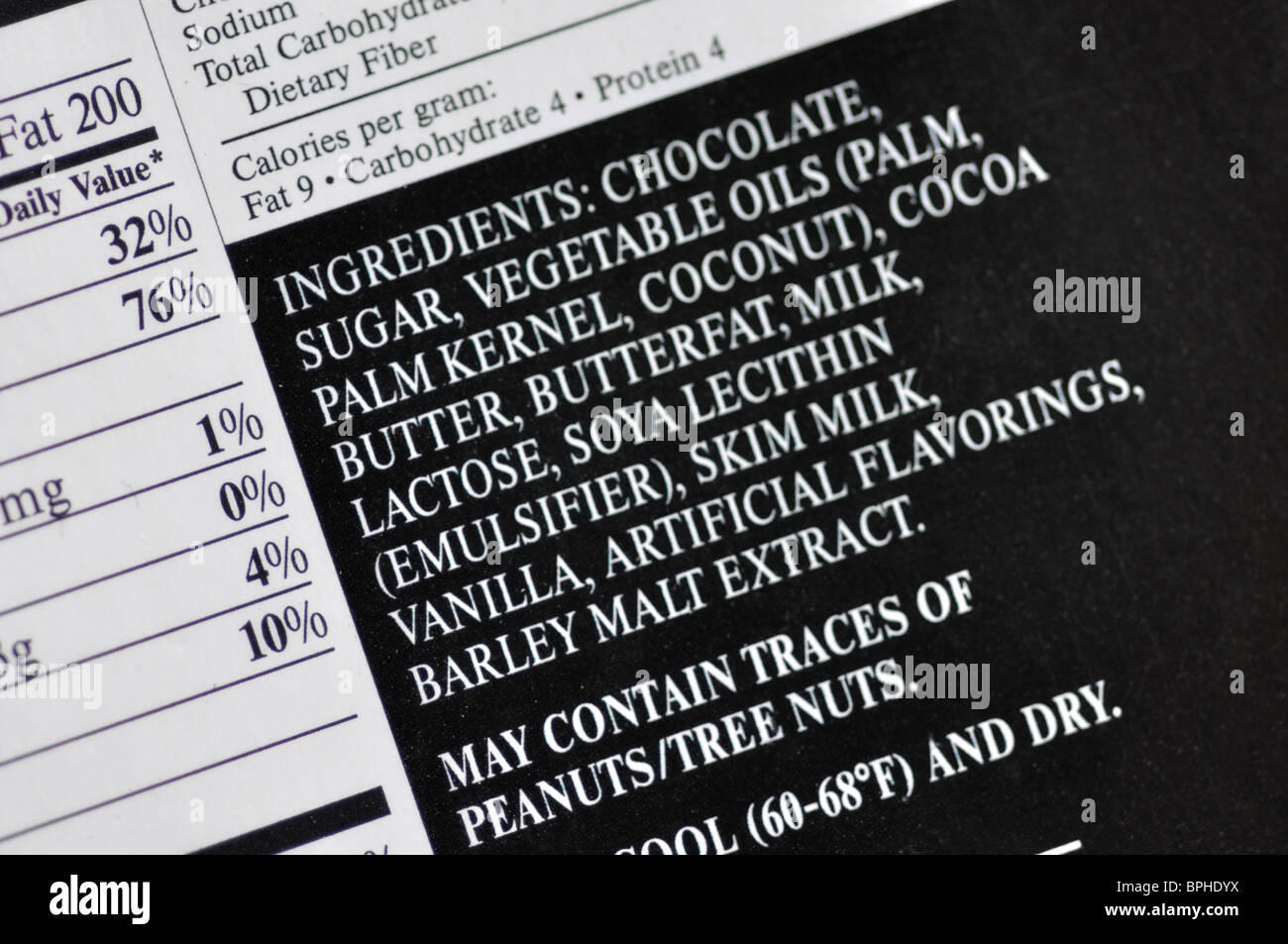 Peanuts nutrition label hi-res stock photography and images - Alamy