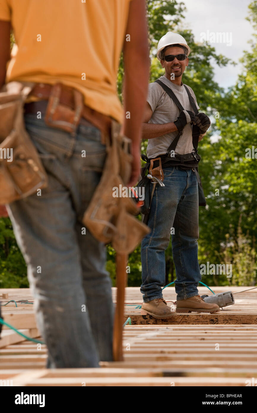Carpenter at a construction site Stock Photo - Alamy