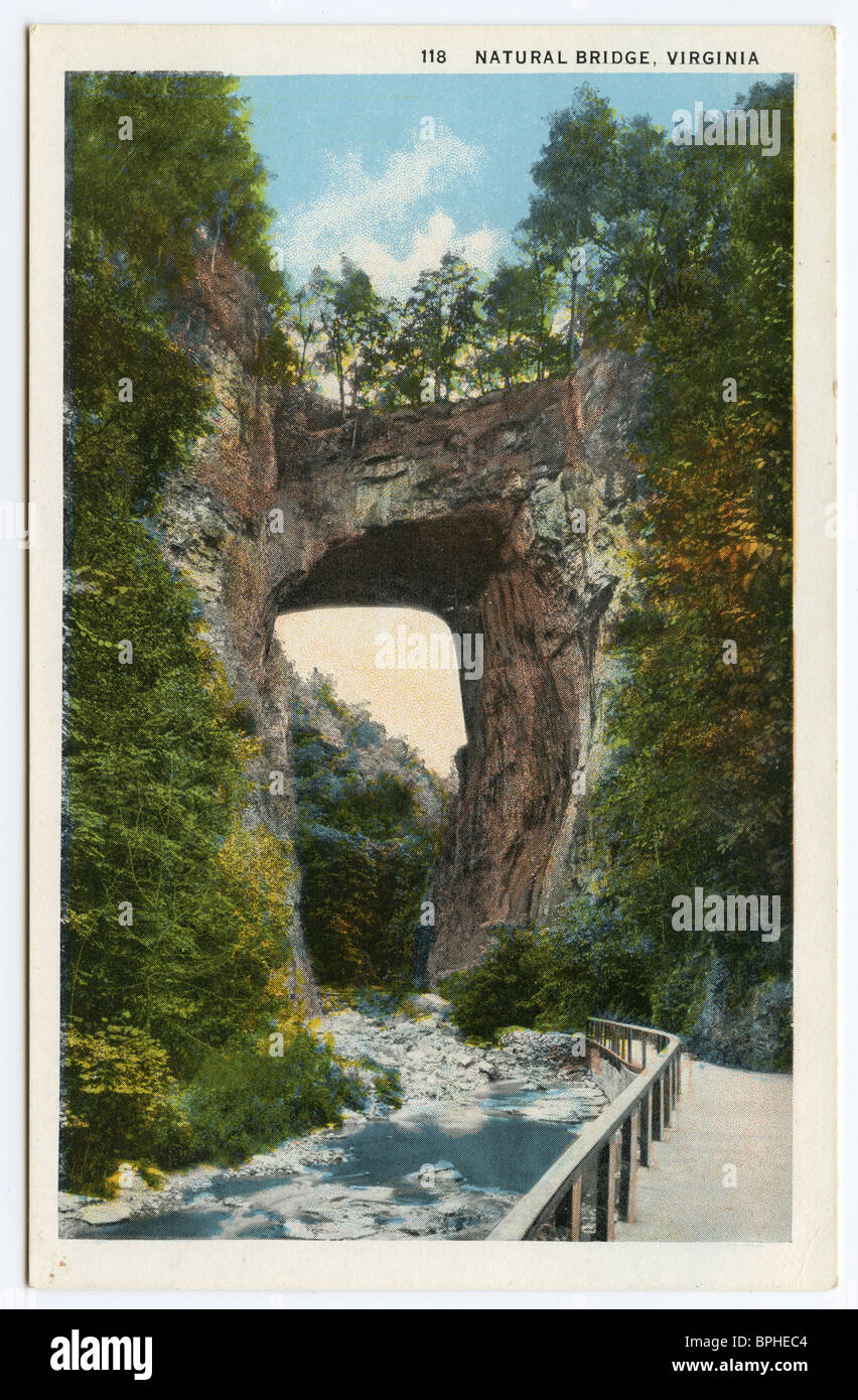 1935 old color postcard, Natural Bridge, Virginia, USA Stock Photo - Alamy