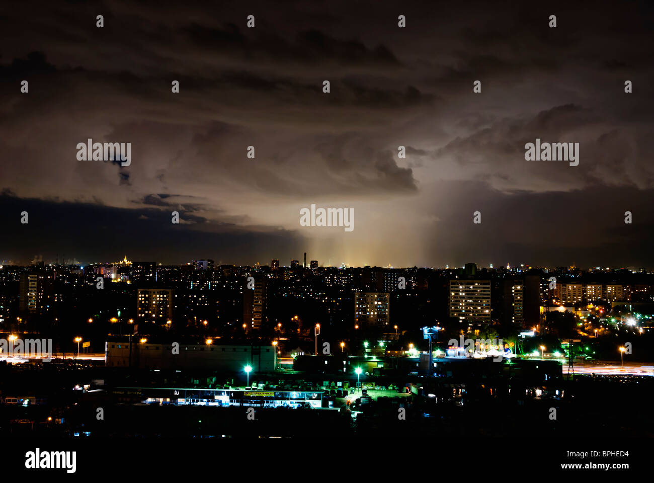 Dramatic night sky above the city. Moscow, Russia Stock Photo - Alamy