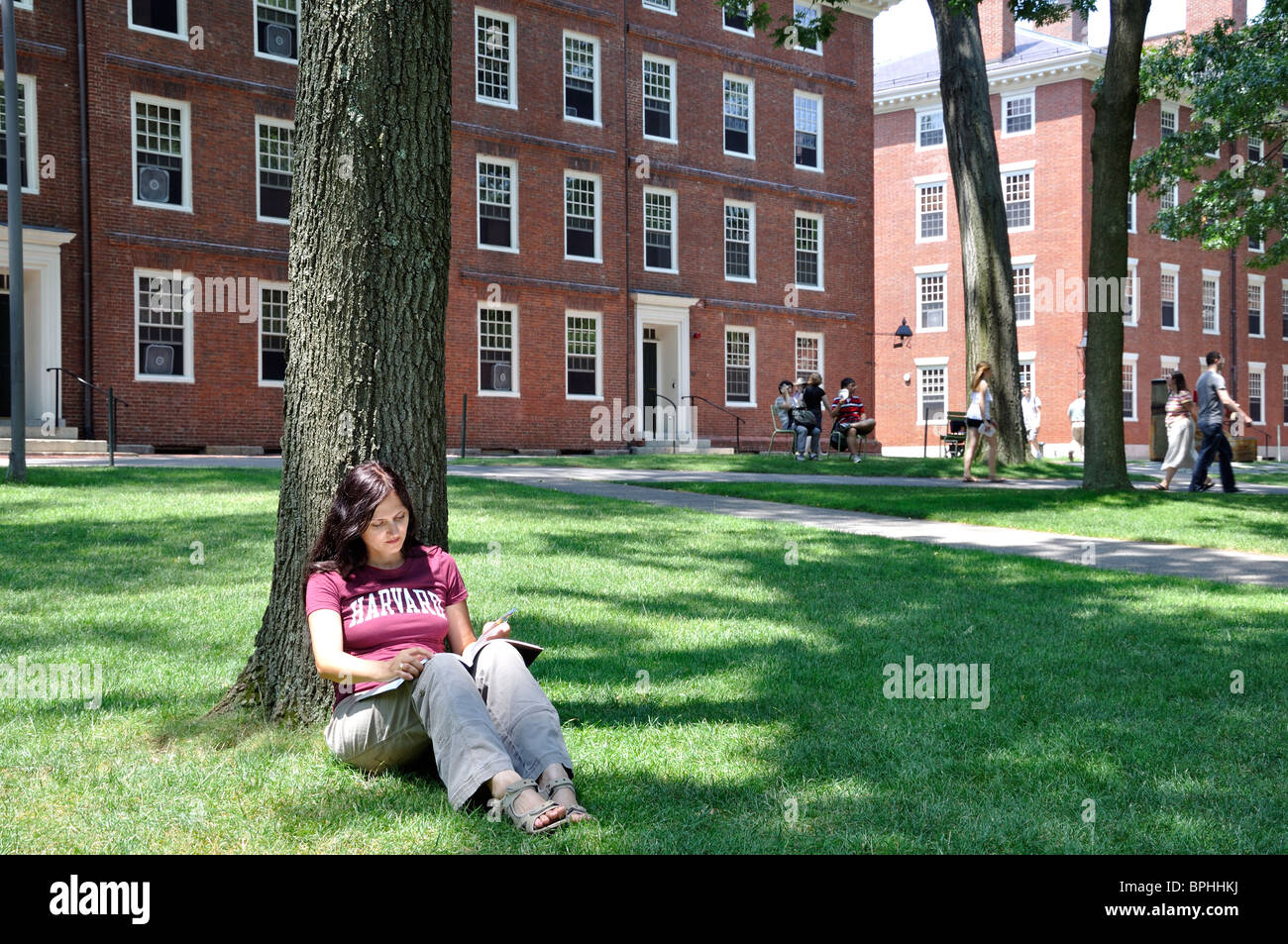 Female Harvard student, Harvard University campus, Boston, MA, USA ...