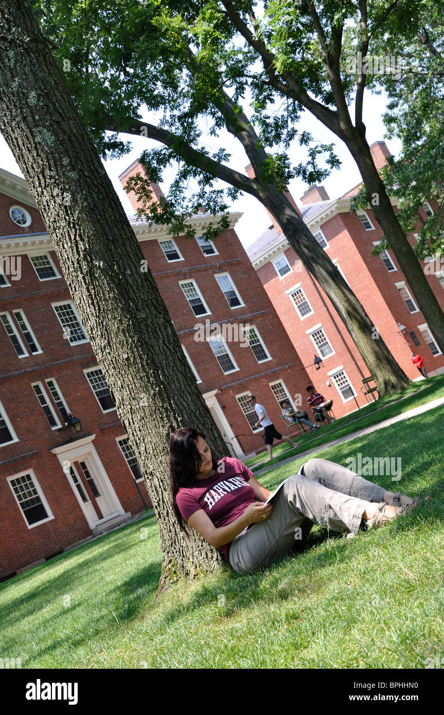 Female Harvard student, Harvard University campus, Boston, MA, USA ...