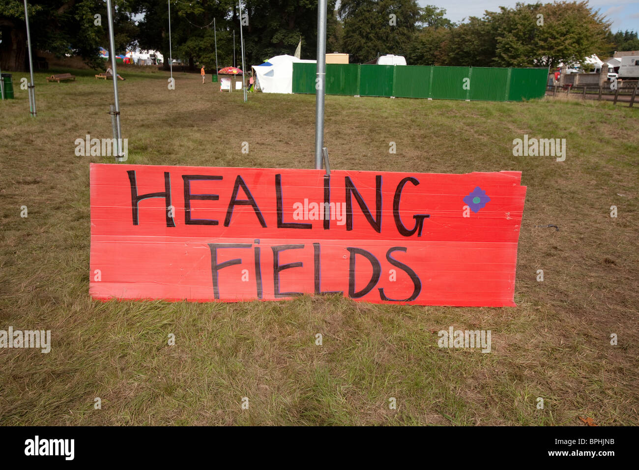 Healing fields sign at the Green man festival 2010, Glanusk park ...