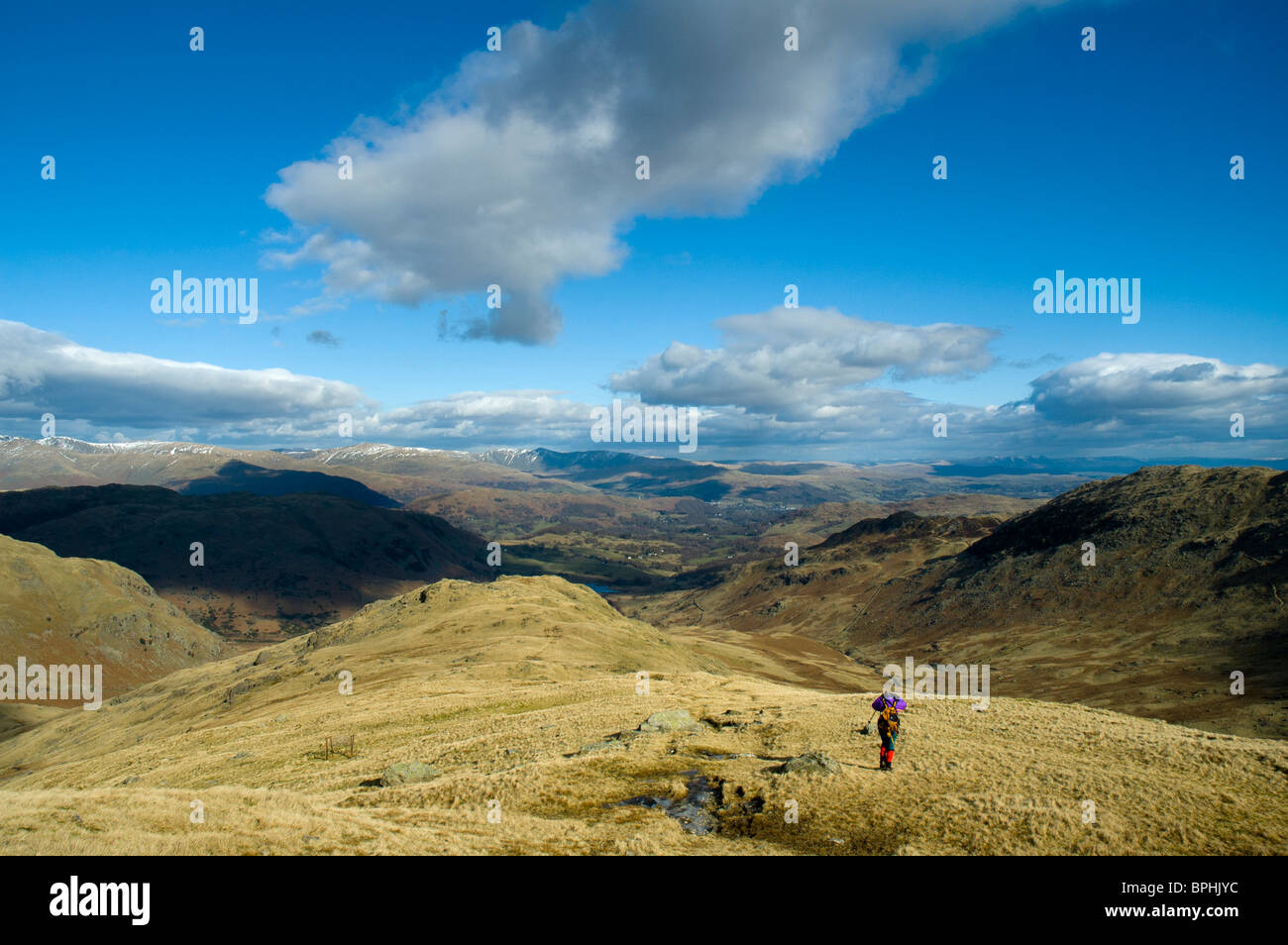Little Langdale with the Kentmere fells in the distance, from Wetherlam ...