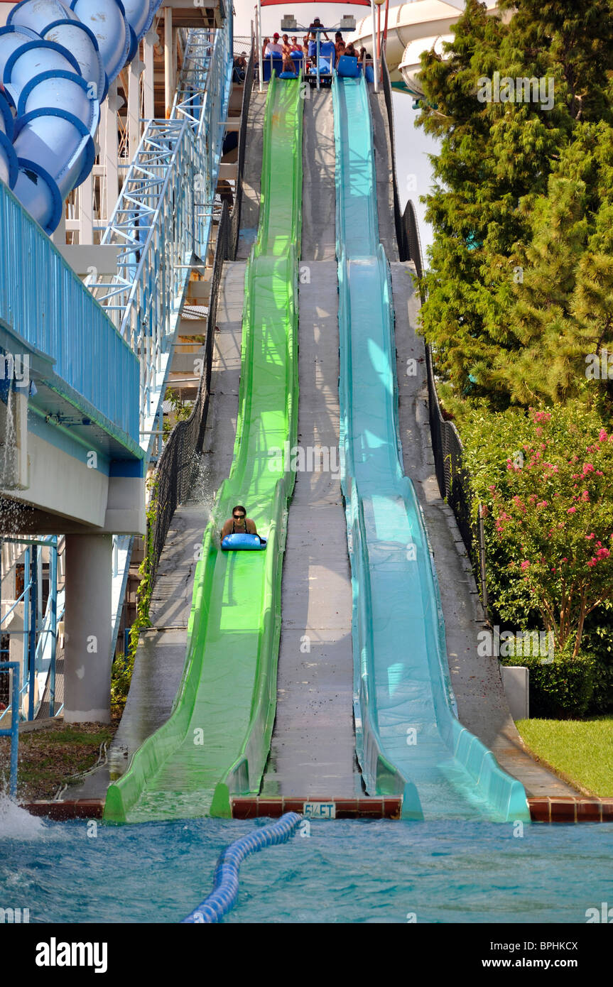 Water slide at Hurricane Harbor waterpark , Six Flags Over Texas ...