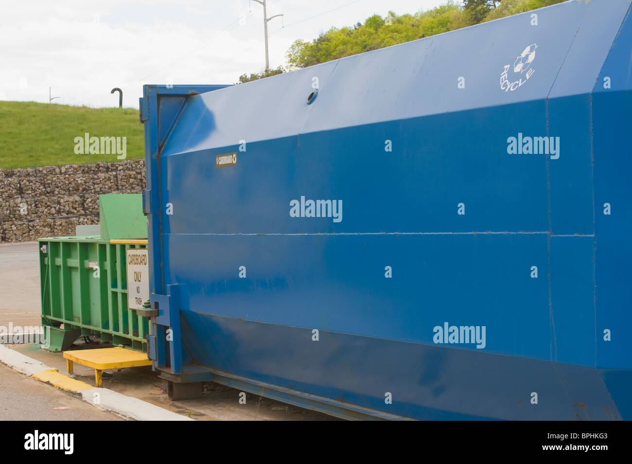 Cardboard only recycling container connected to compactor, Plymouth ...