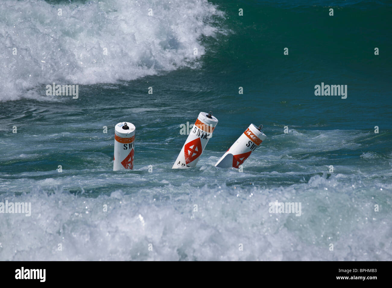 Large intense waves breaking through the buoys on Lake Michigan ...