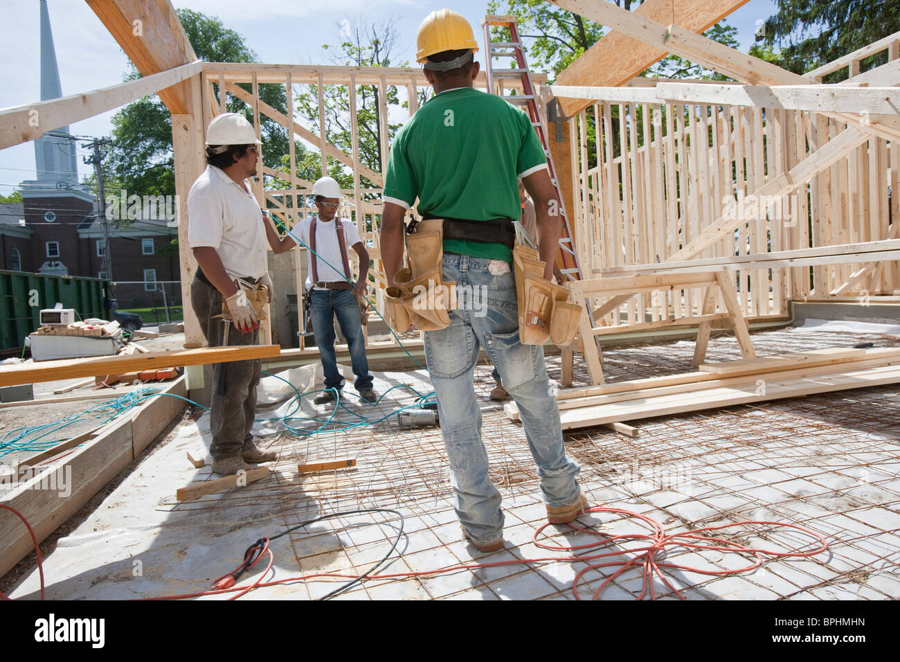 Carpenters framing a house Stock Photo - Alamy