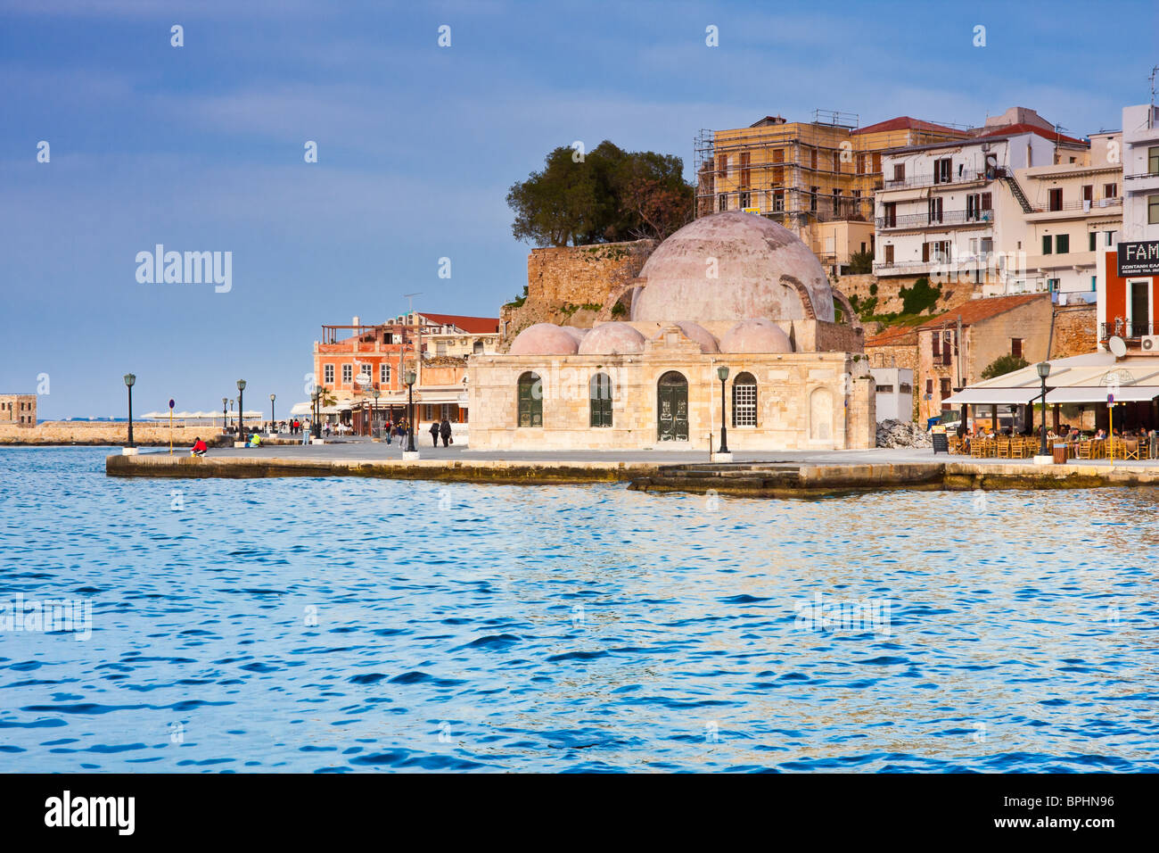 Landscape in the old harbour of Chania in Crete, Greece Stock Photo - Alamy