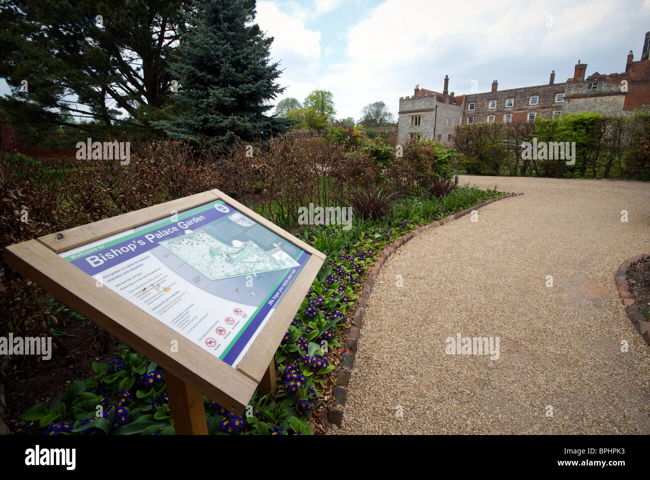 Chichester Cathedral West Sussex UK Bishop's Palace Garden Sign Stock ...