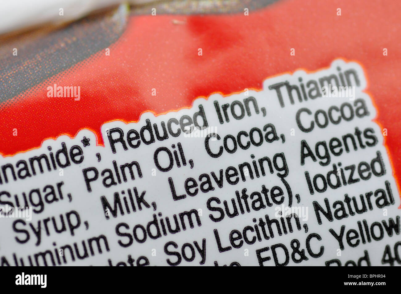 Nutrition information on food package Stock Photo - Alamy