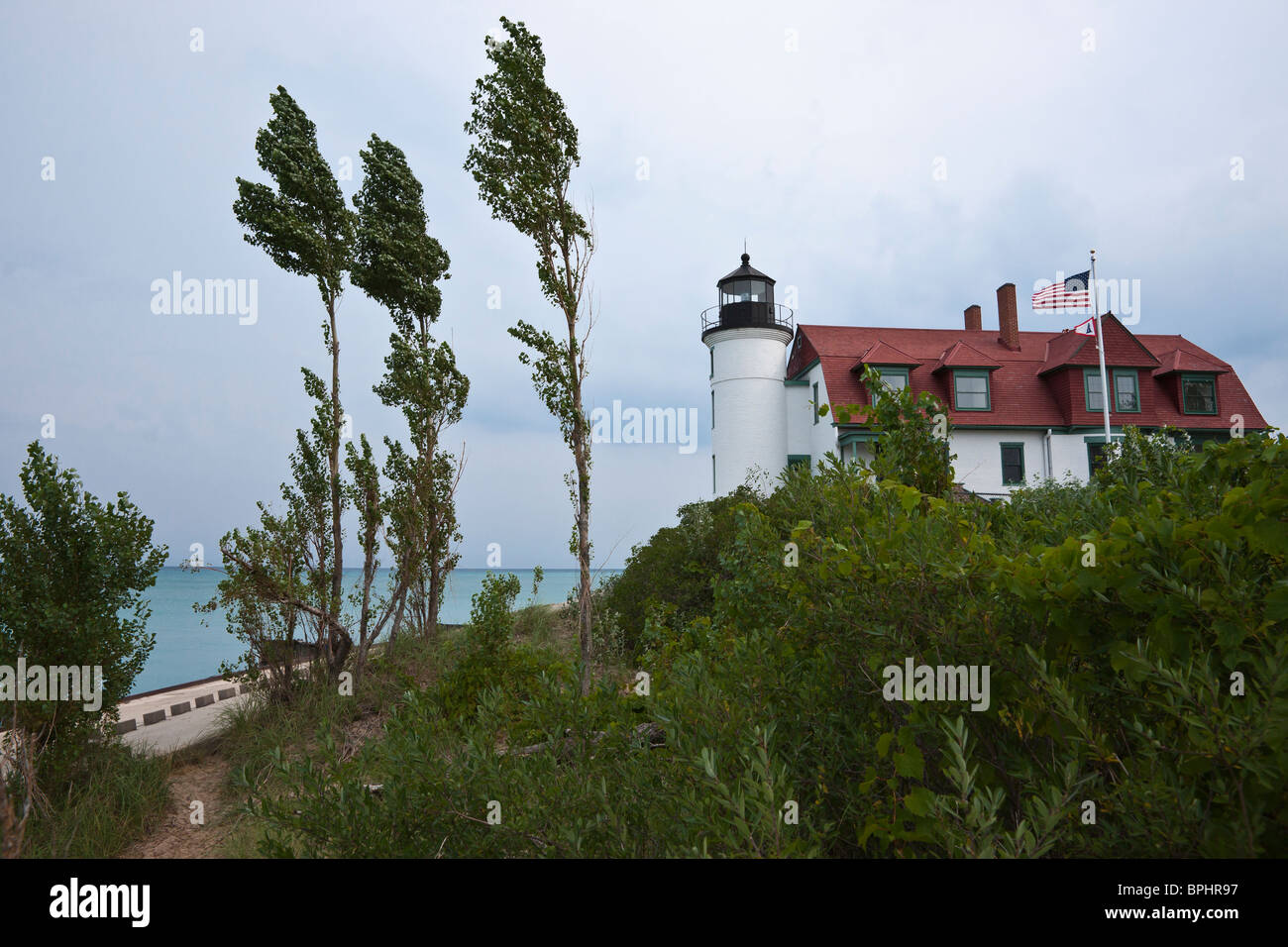 Point Betsie Light Station lighthouse at Lake Michigan near Frankfort ...