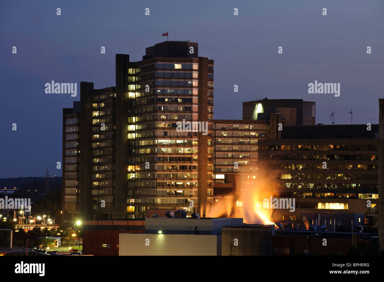 Illuminated Office Buildings in Hull Quebec, Nepean Point Ottawa ...
