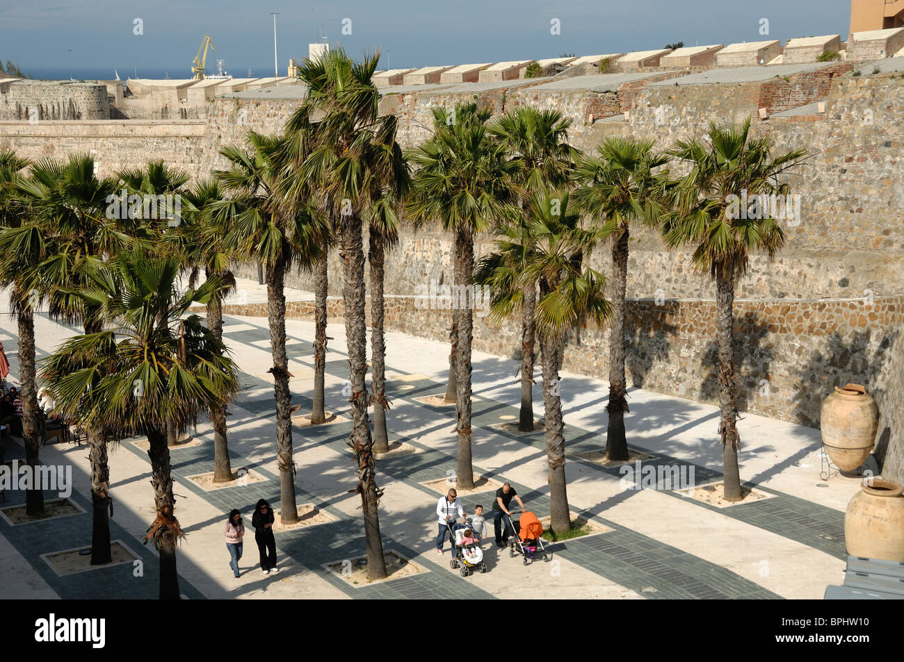 Spanish Families with Children & Pushchairs in Interior of Medieval ...