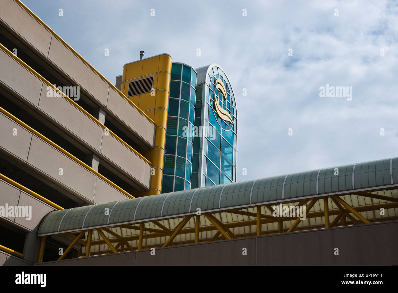 Modern glass building architecture in downtown city Grand Rapids ...