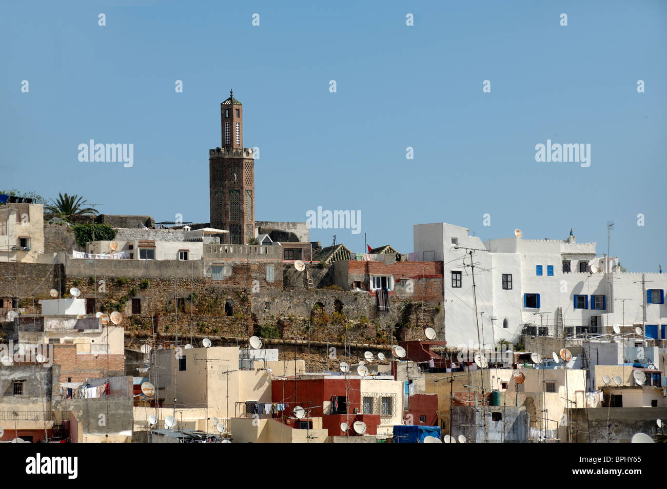 View of the Medina and the Old Town or City of Tangier, Tanger or Stock ...