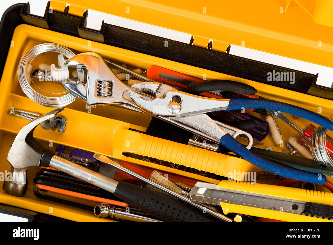 Yellow Toolbox close up shot Stock Photo - Alamy