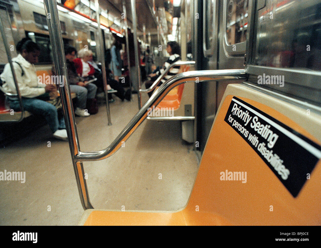 Priority seating in the New York City Subway system on May 30, 1996 ...