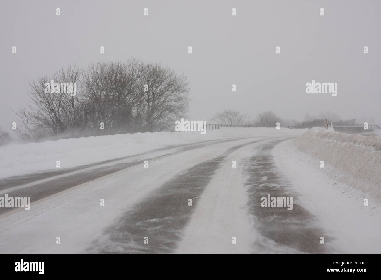 Swedish motorway (E4) during a windy, snowy day Stock Photo - Alamy