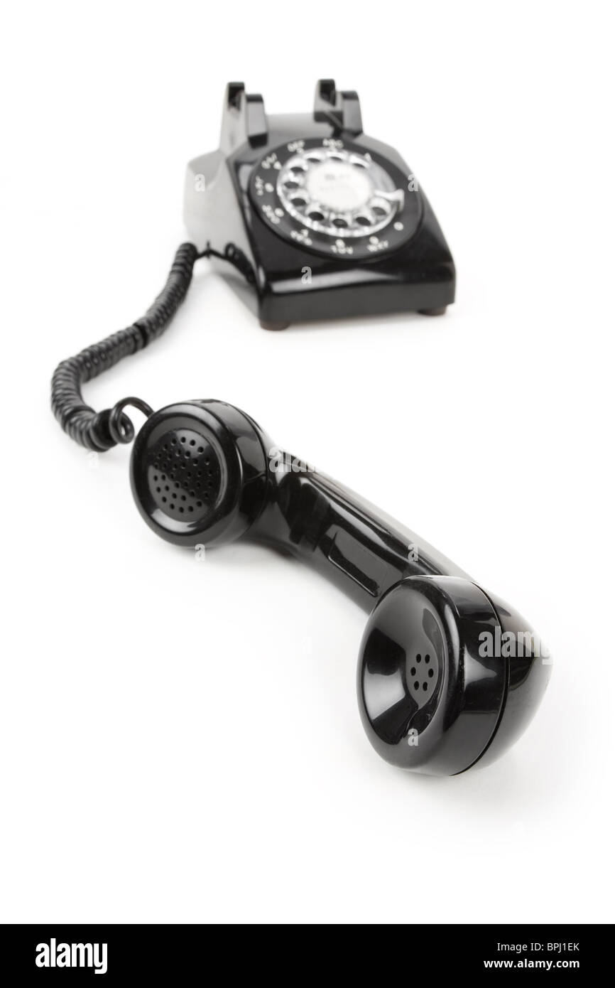 Black telephone Receiver with white background Stock Photo - Alamy