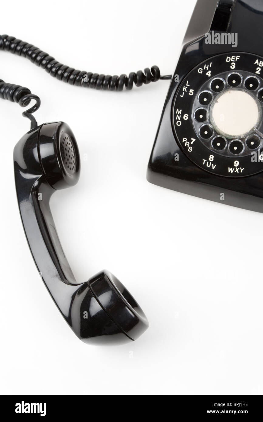 Black telephone Receiver with white background Stock Photo - Alamy