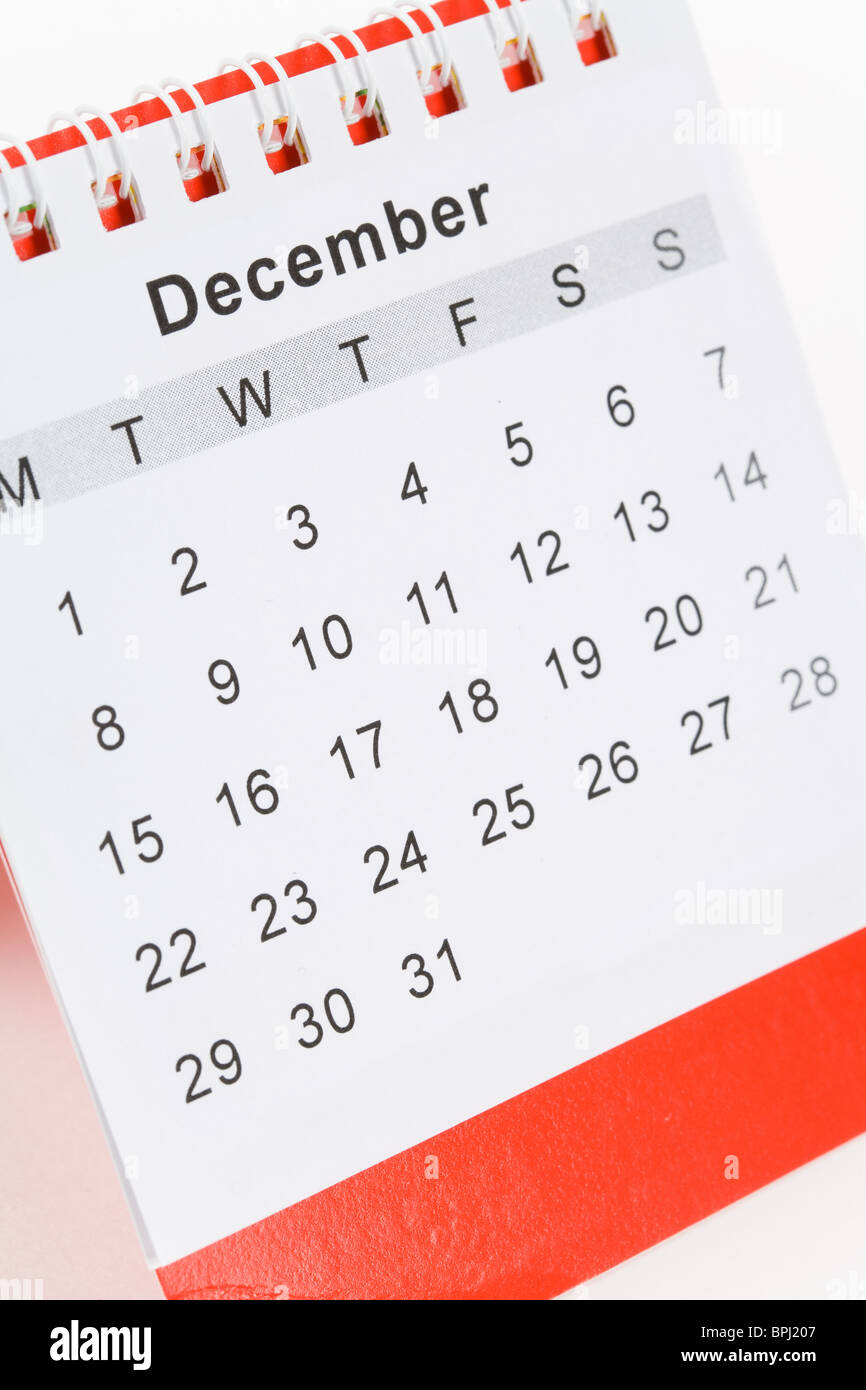 Calendar December close up shot Stock Photo - Alamy