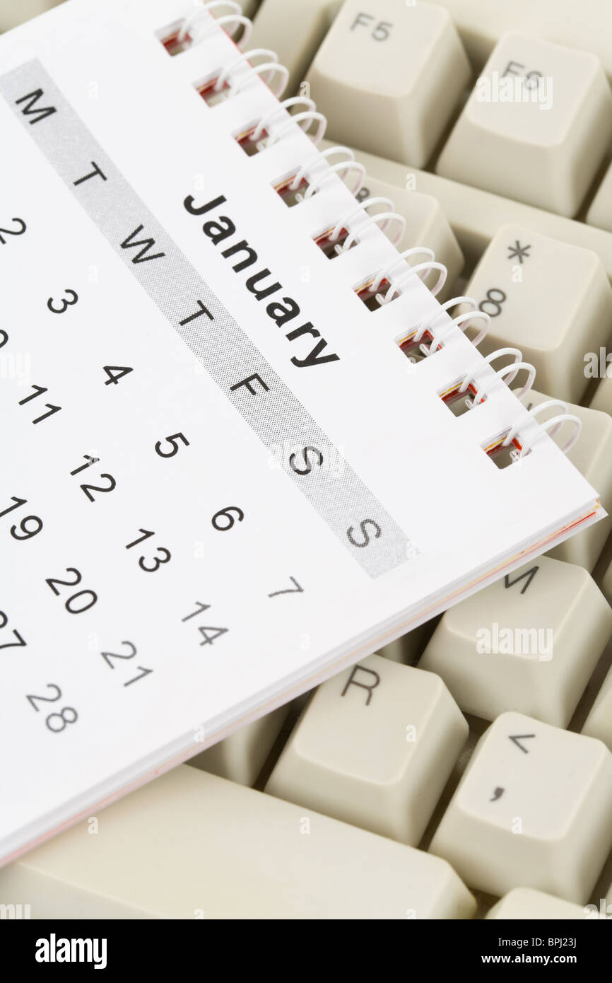 Calendar and Keyboard, January, New Year Stock Photo - Alamy