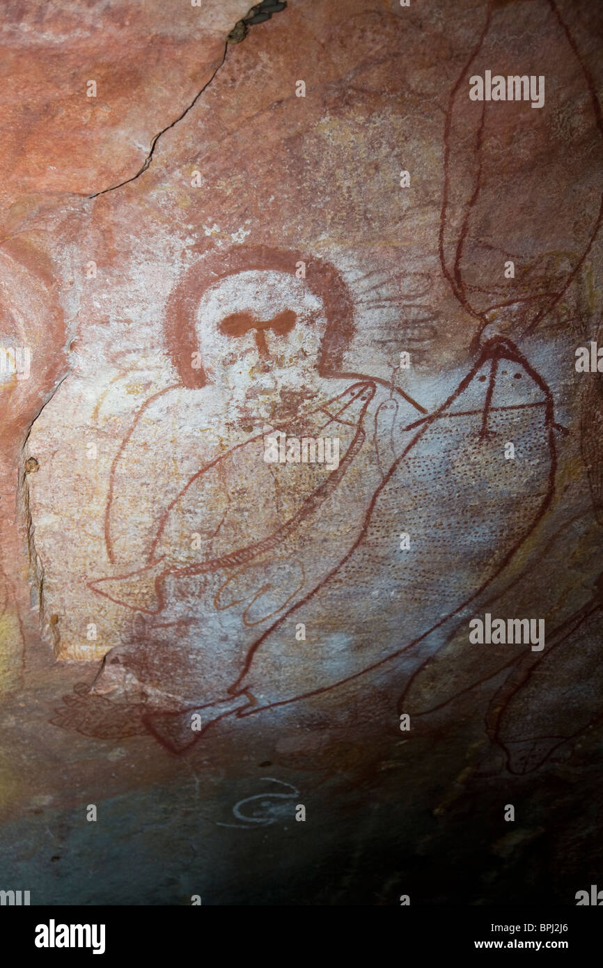 Wandjina figures cave ceiling at Raft Point in Collier Bay Western ...