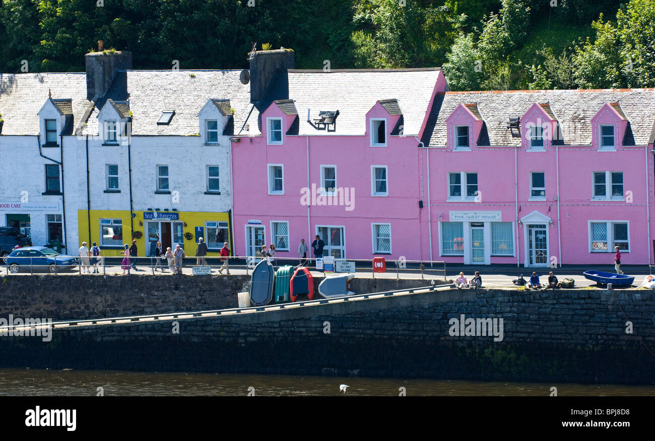Painted buildings at the main harbor, Portree, Isle of Skye, Scotland ...