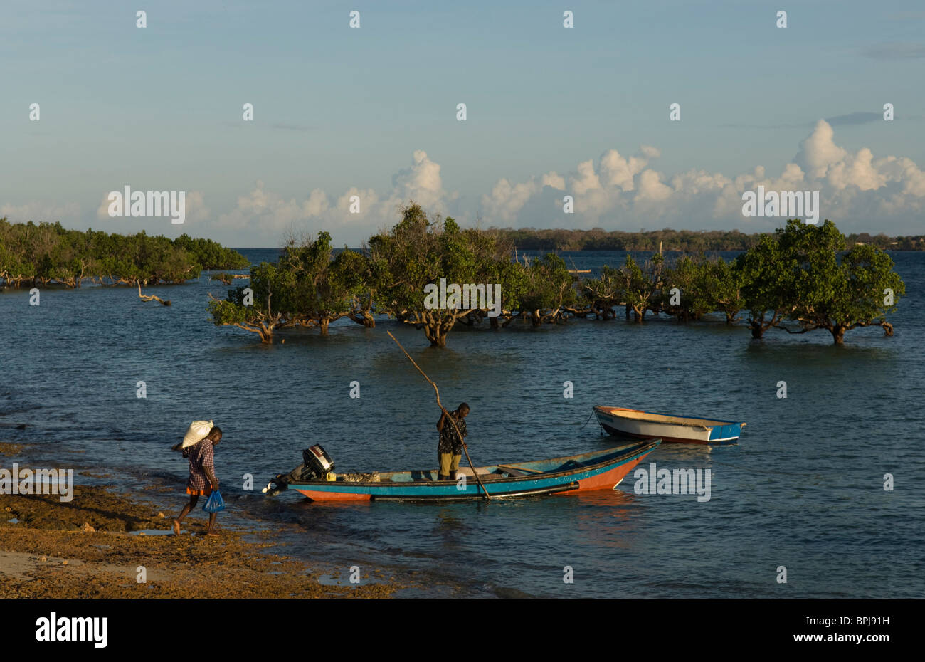 fishing boats on the waterfront, Shimoni, Kenya Stock Photo - Alamy