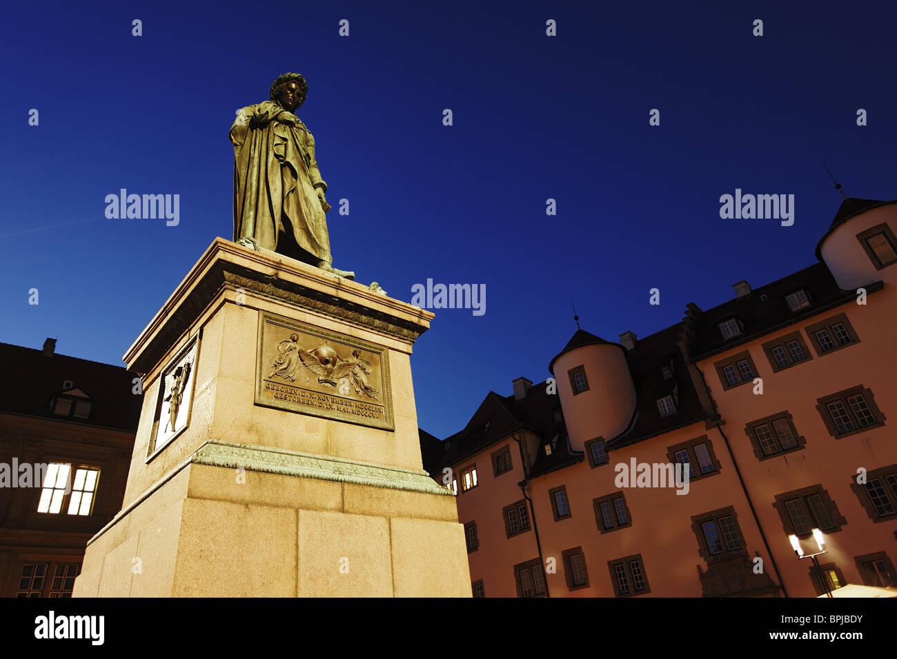 Schiller monument in Schiller square, Stuttgart, Baden-Wurttemberg ...