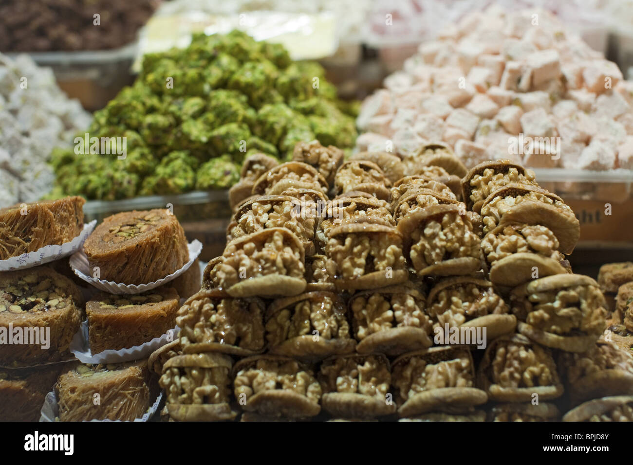 Turkish sweets, close-up, Egyptian Bazaar, Istanbul, Turkey Stock Photo ...