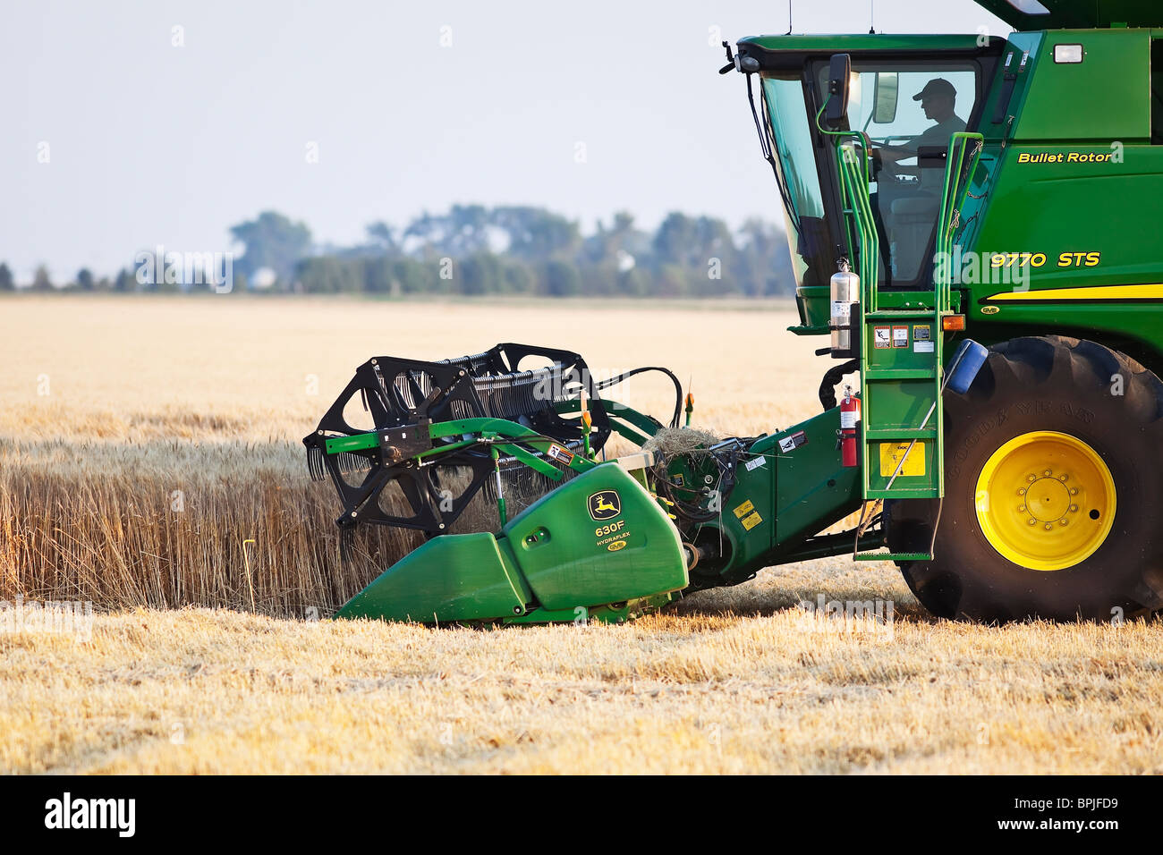 John deere combine harvester harvesting wheat hi-res stock photography ...
