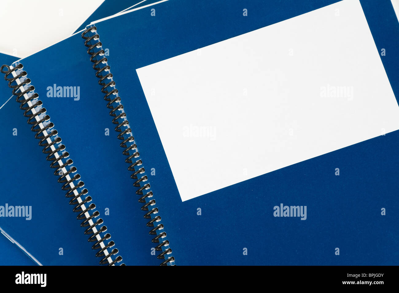 Blue school textbook, notebook or manual with white background Stock ...