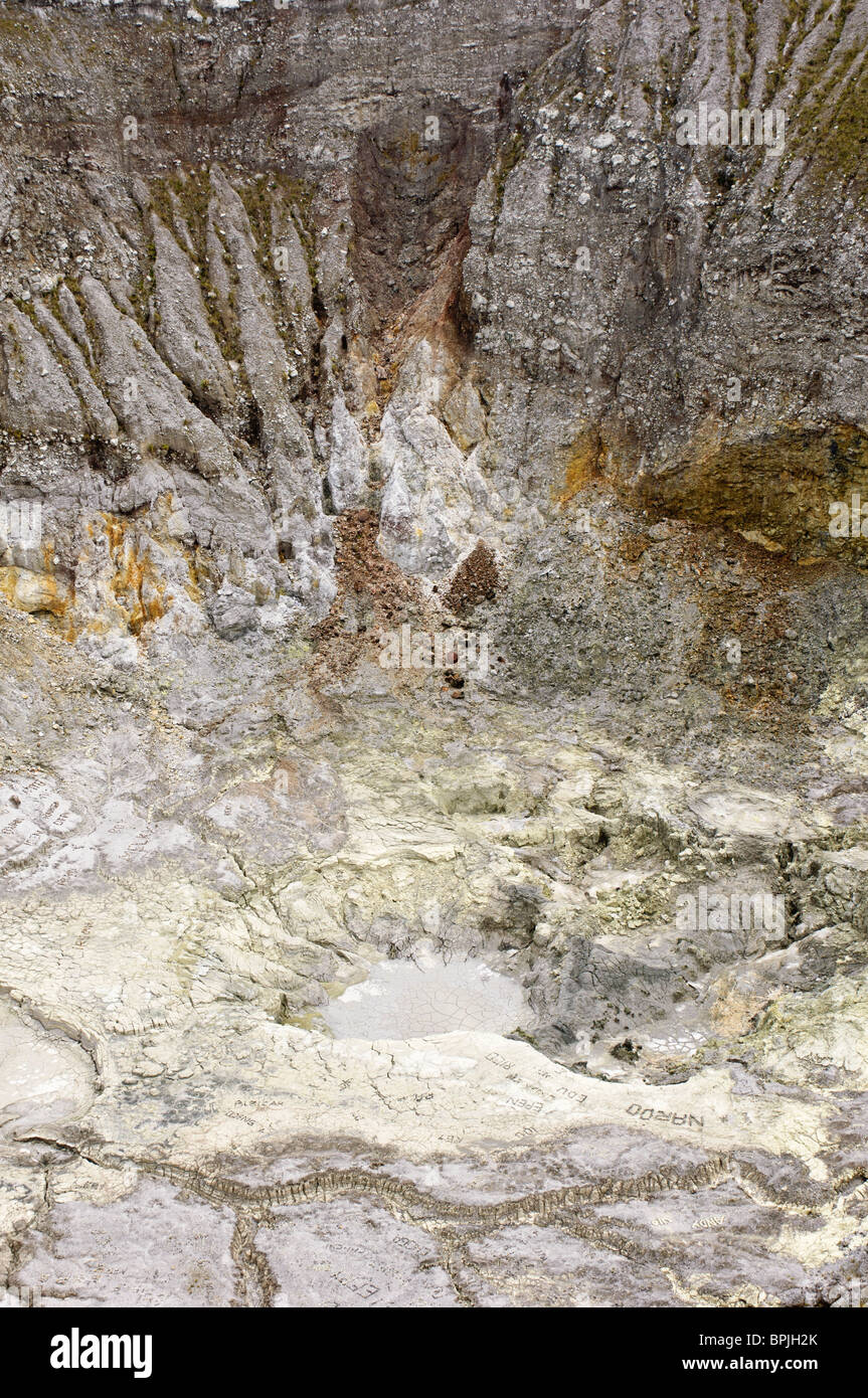 Muddy caldera in the crater of Mahawu volcano, Sulawesi, Indonesia ...