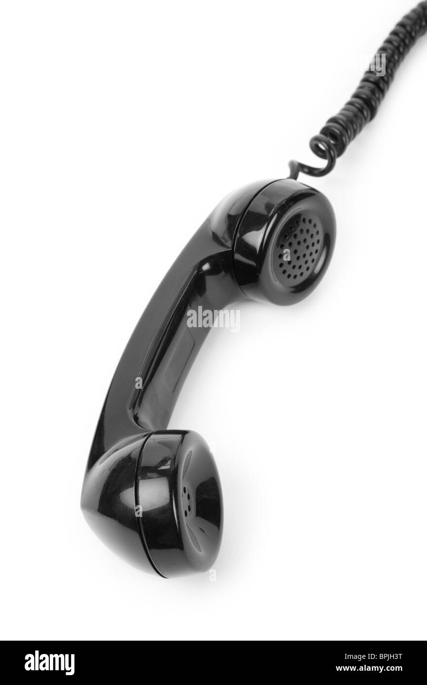 Black telephone Receiver with white background Stock Photo - Alamy