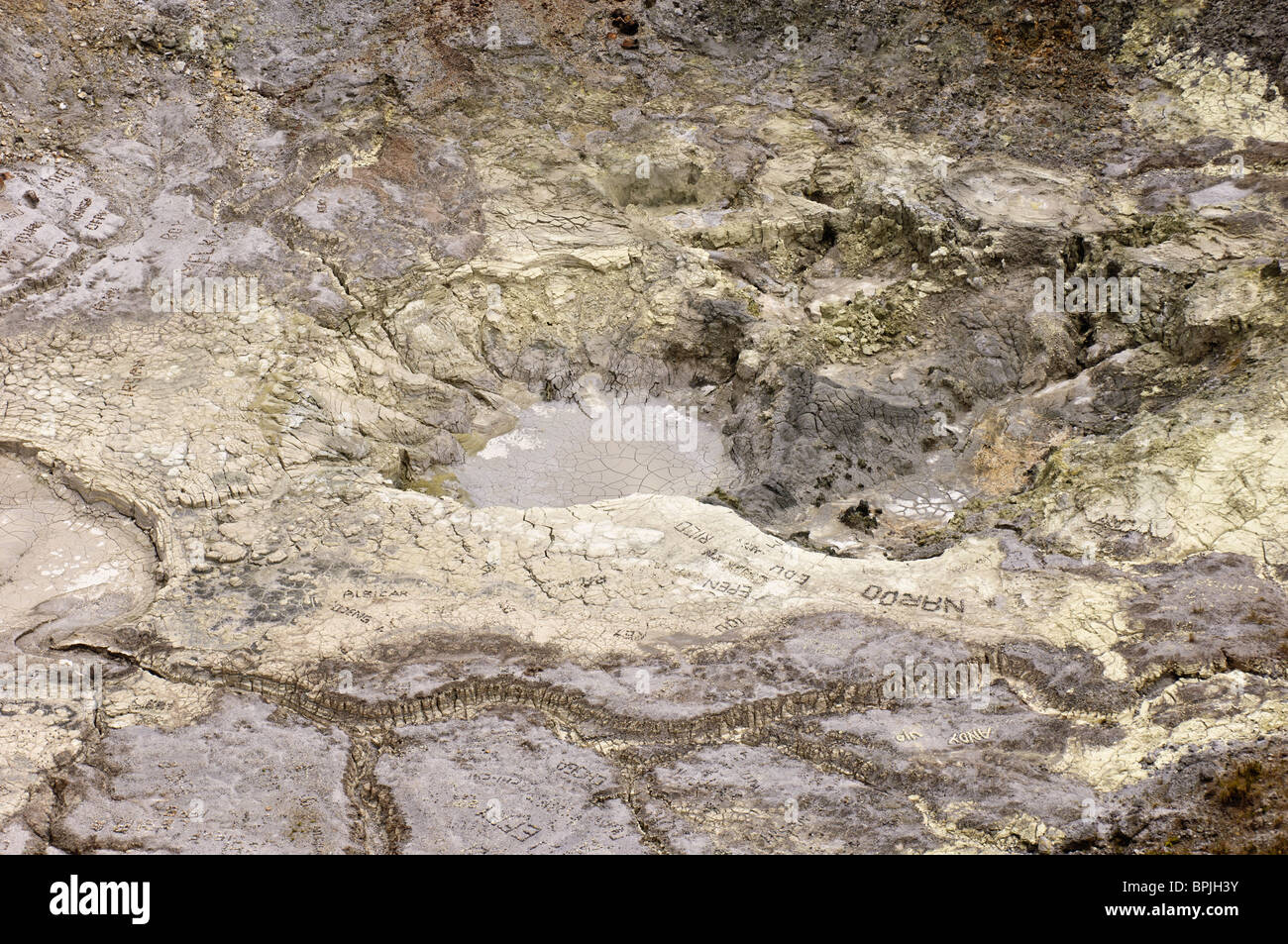 Muddy caldera in the crater of Mahawu volcano, Sulawesi, Indonesia ...