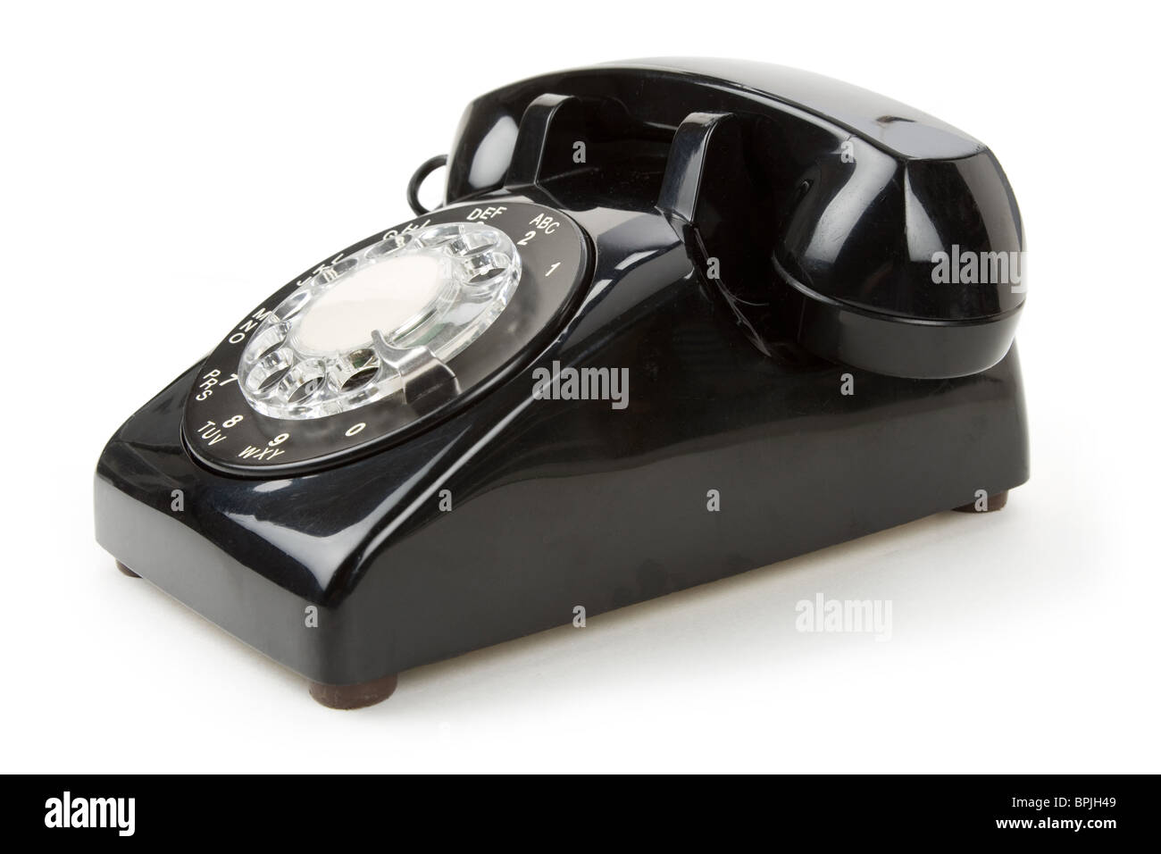 Black telephone with white background Stock Photo - Alamy
